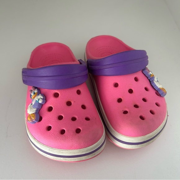 CROCS | Shoes | Pink And Purple Crocs Size 67 Daisy Duck Jibbitz | Poshmark